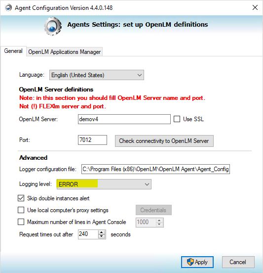 OpenLM components’ logging parameters - KB4018 - OpenLM Software License Management